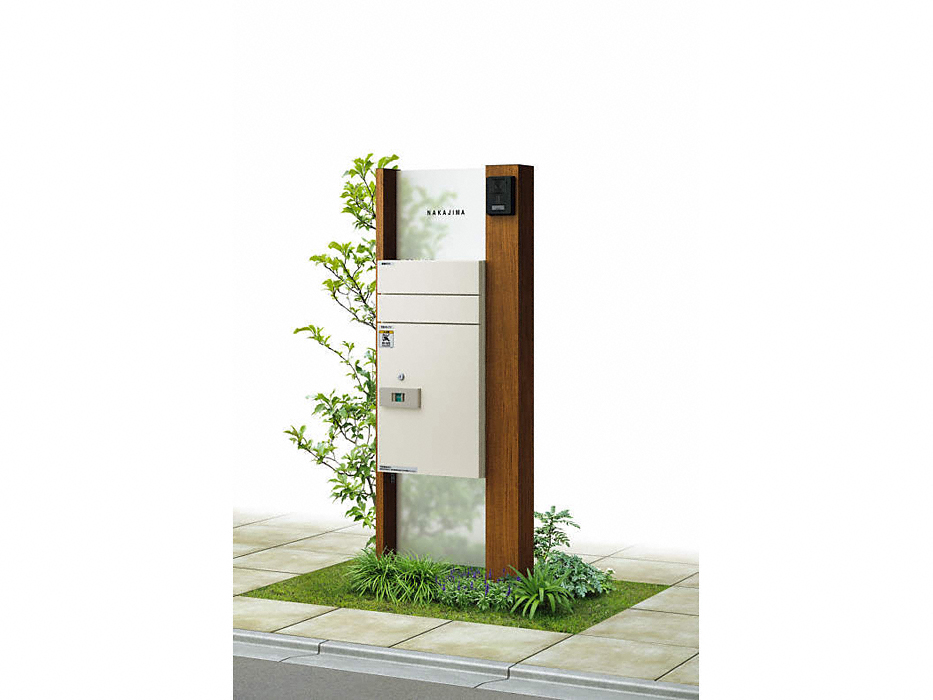 エクステリア商品「ルシアス ポストユニット PB01型 組合せ例2」-YKKAPポスト・門柱・宅配ボックス | 外構工事のガーデンプラス