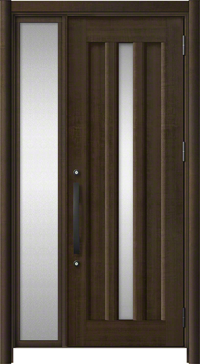 リシェント3 C12N型 アルミ仕様(木目調) | 片袖 | 柿渋調 | 標準幅×標準高さ -玄関ドアならエクスショップ