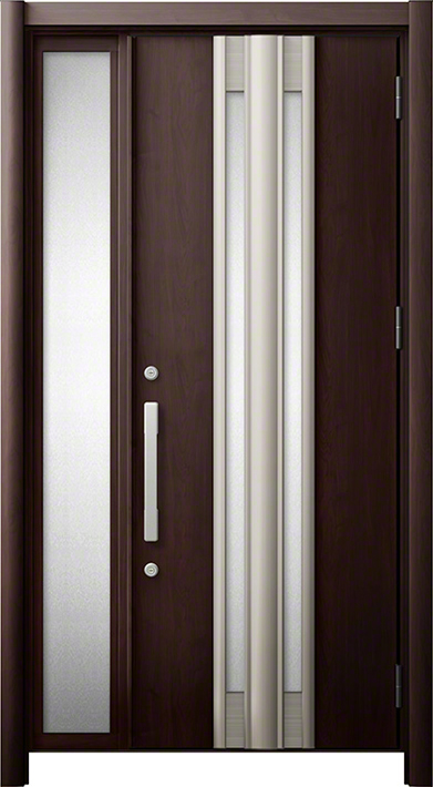 リシェント3 G77型 断熱仕様k4型(木目調) | 片袖 | クリエダーク | 標準幅×標準高さ -玄関ドアならエクスショップ