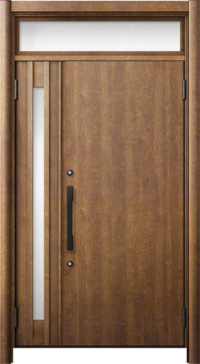 リシェント3 M17型 断熱仕様k4型(木目調) | 親子ランマ付 | ハウドダウンチェリー | 標準幅×標準高さ -玄関ドアならエクスショップ