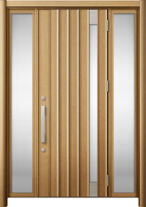 リシェント3 P77型 断熱仕様k4型(木目調) | 両袖 | クリエラスク | 標準幅×標準高さ -玄関ドアならエクスショップ