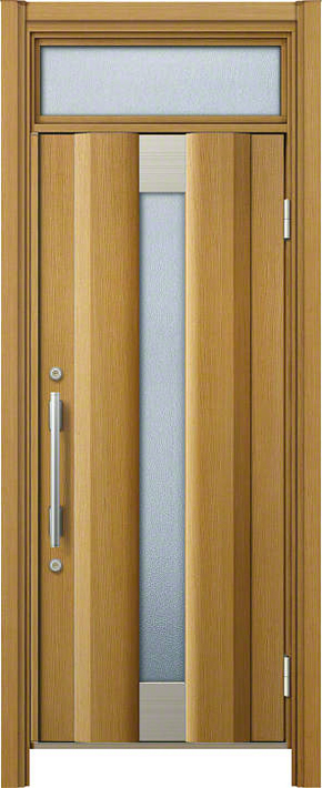 ドアリモ S01 アルミ仕様(木目調) | 片開きランマ付 | ハニーチェリー | 標準幅×標準高さ -玄関ドアならエクスショップ