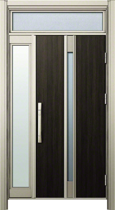ドアリモ 断熱ドア F03 D4仕様(木目調) | 片袖ランマ付 | 桑炭 | 標準幅×標準高さ -玄関ドアならエクスショップ