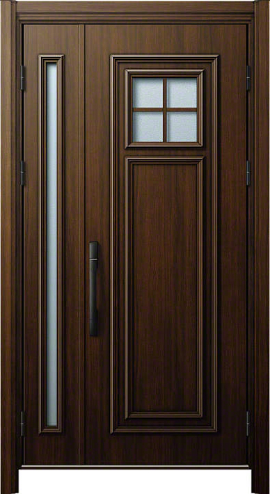 ドアリモ 断熱ドア E04 D4仕様(木目調) | 親子 | ダージリンウォールナット | 標準幅×標準高さ -玄関ドアならエクスショップ