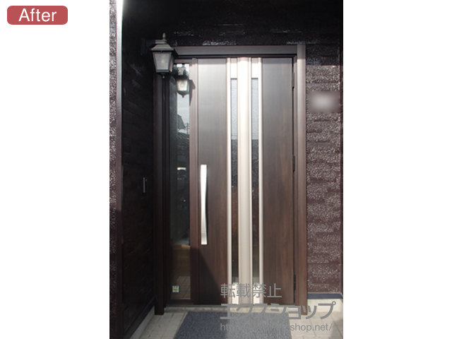 宮城県大崎市のLIXIL リクシル（トステム）玄関ドア施工例(リシェント玄関ドア3 断熱K4仕様 片袖仕様(ランマ無)R G77型 ※カザスプラス仕様:55132451-1)