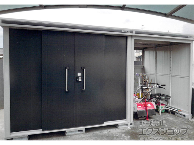 栃木県佐野市のヨドコウ物置・収納・屋外倉庫施工例(エルモコンビ 一般型 4429×2213×2118（LMD-2522+LKD-1822） LMD-2522+LKD-1822-SM ...