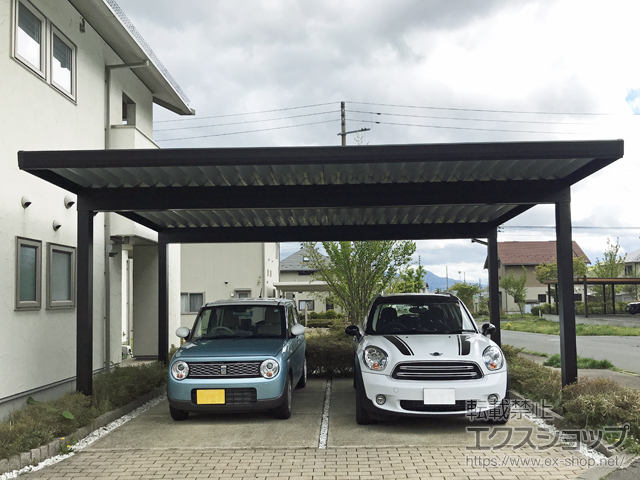 岩手県滝沢市のLIXIL リクシル（トステム）カーポート施工例(カーポートST 3000 2台用 4本柱 積雪～100cm対応:85513283-1)
