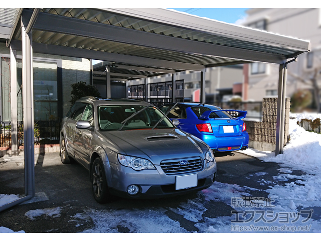 岩手県盛岡市のLIXIL(リクシル)カーポート施工例(カーポートSW 1500 2台用 4本柱 積雪～50cm対応:96810399-1)